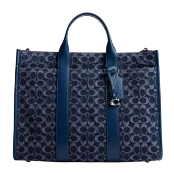 Coach | Bags | Coach Wesley Blue Denim Large Signature Tote Nwt Msrp ...